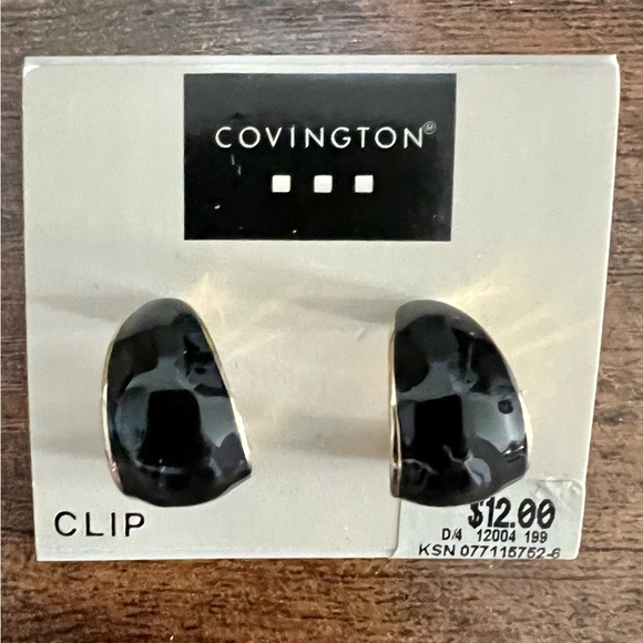 Covington | Jewelry | Vintage Covington Brand Black And Gold Clip On ...